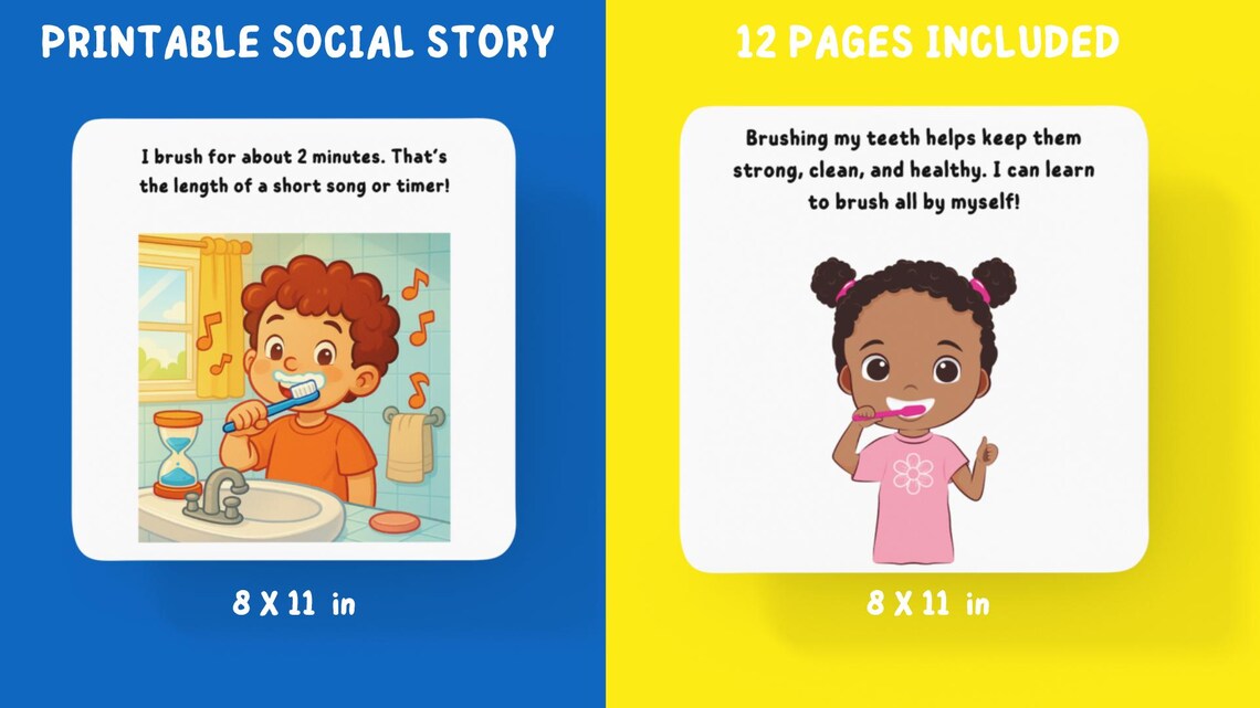 Printable Social Story | Brushing Teeth Routine for Kids (PDF) - Etsy