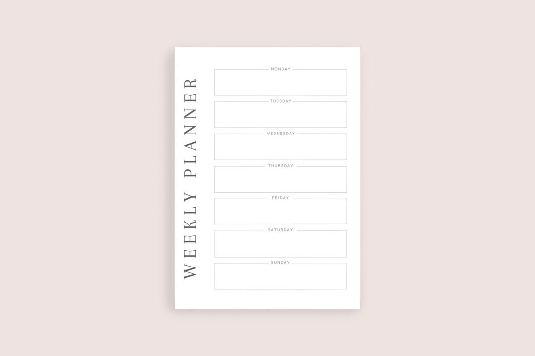 Minimalistic Weekly Planner - Printable, Instant Download, Weekly ...