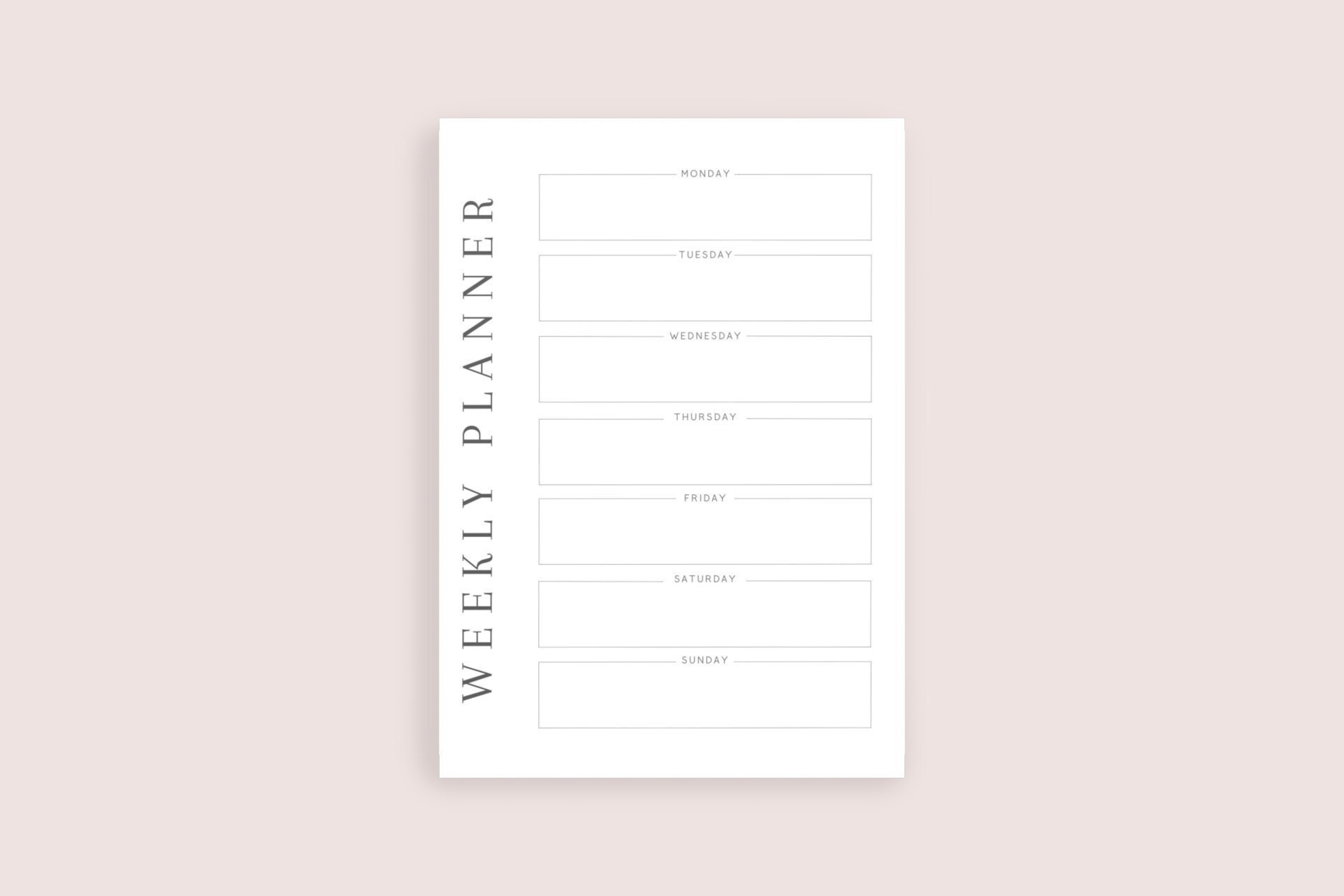 Minimalistic Weekly Planner Printable, Instant Download, Weekly Planner ...