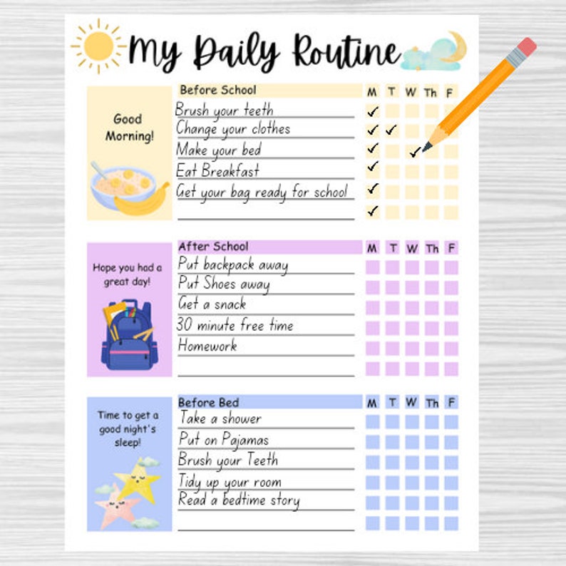 Editable Chore Chart Chore Chart for Kids Morning Routine - Etsy Hong Kong