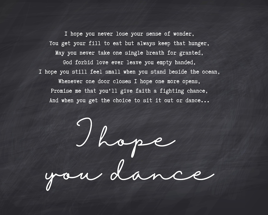 I Hope You Dance Lyrics Printable. Country Decor. Song Lyrics Wall Art ...