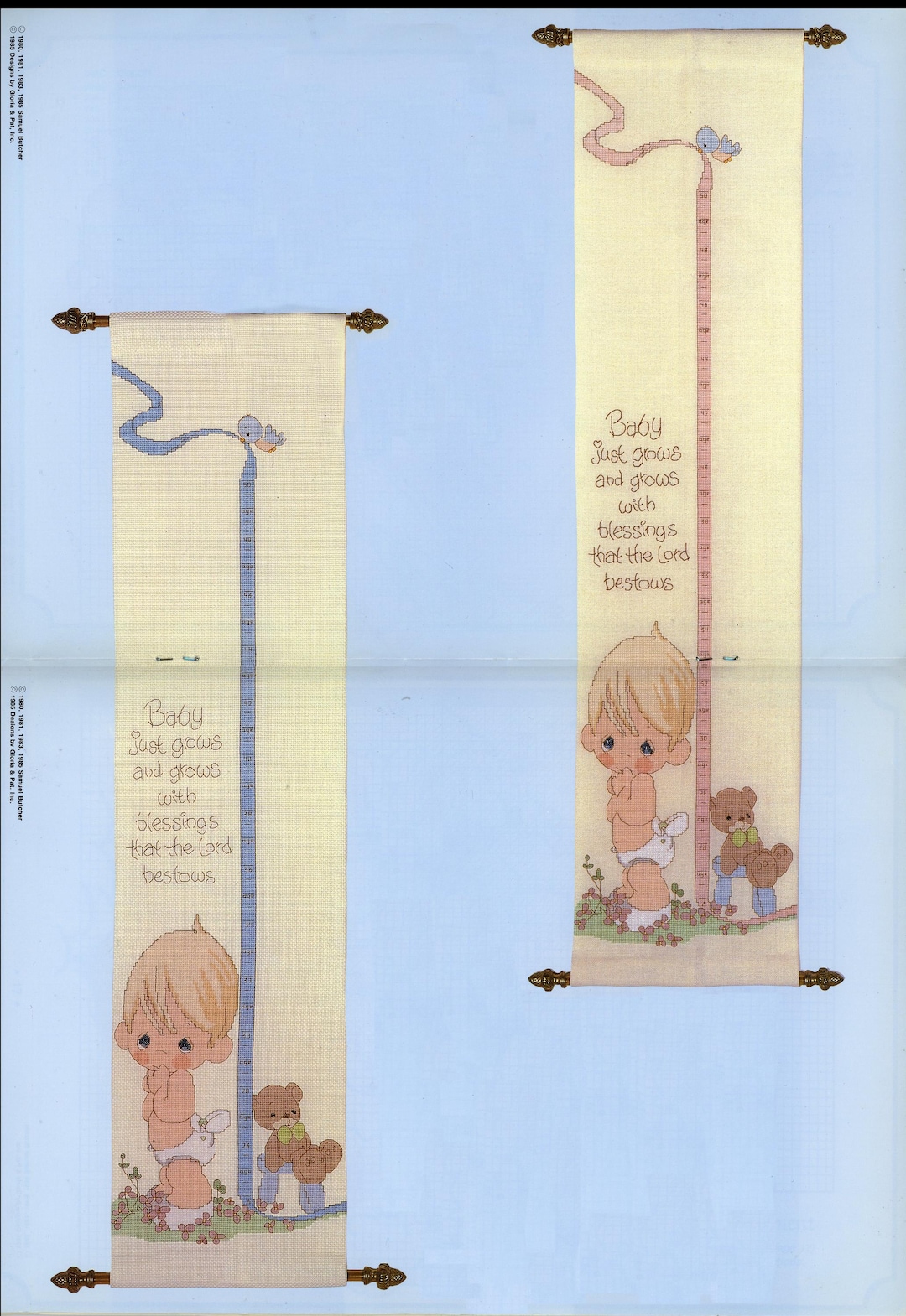 Precious Moments Growth Chart Cross Stitch Vintage Pattern 1985 - Etsy