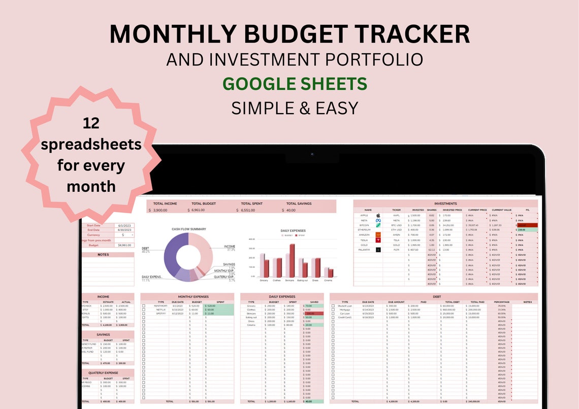 MONTHLY BUDGET PLANNER - Etsy