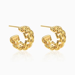 Chain Woven Circle Hoop Earrings for Women Korean Fashion Jewelry ...