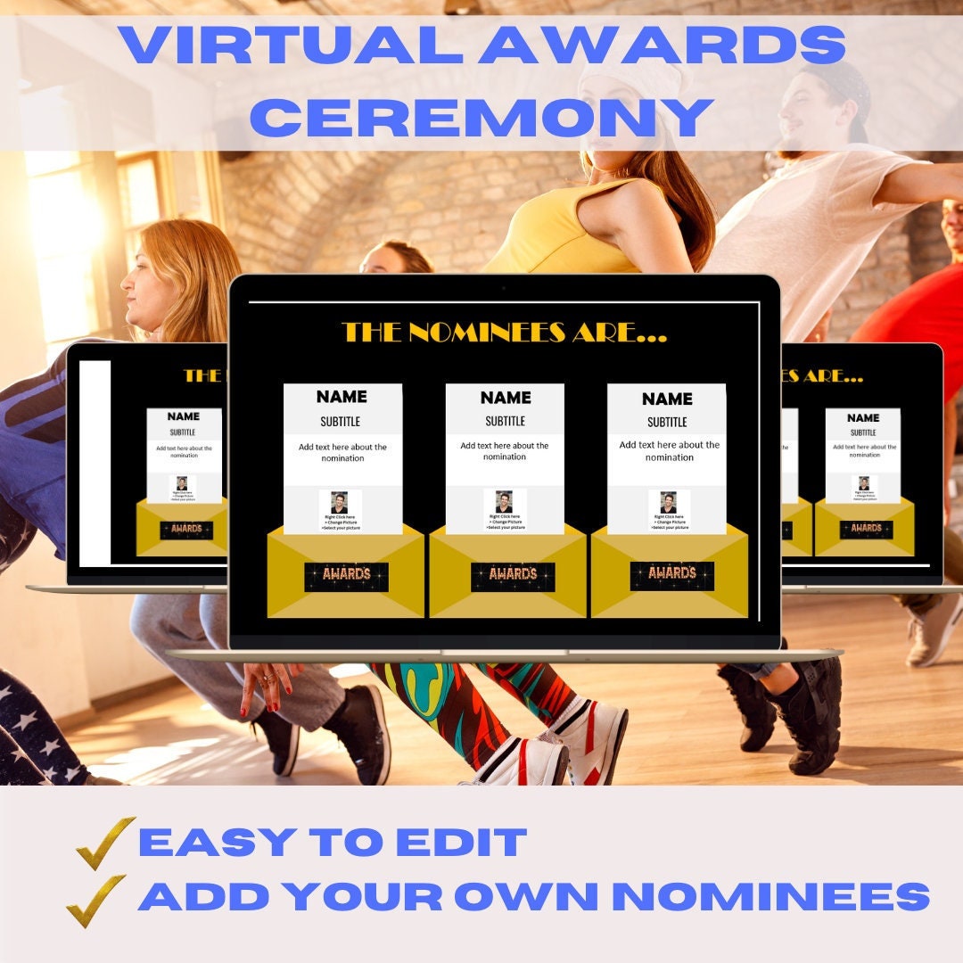 Virtual Awards Ceremony Quiz - Opening Envelopes Nominations - Editable ...
