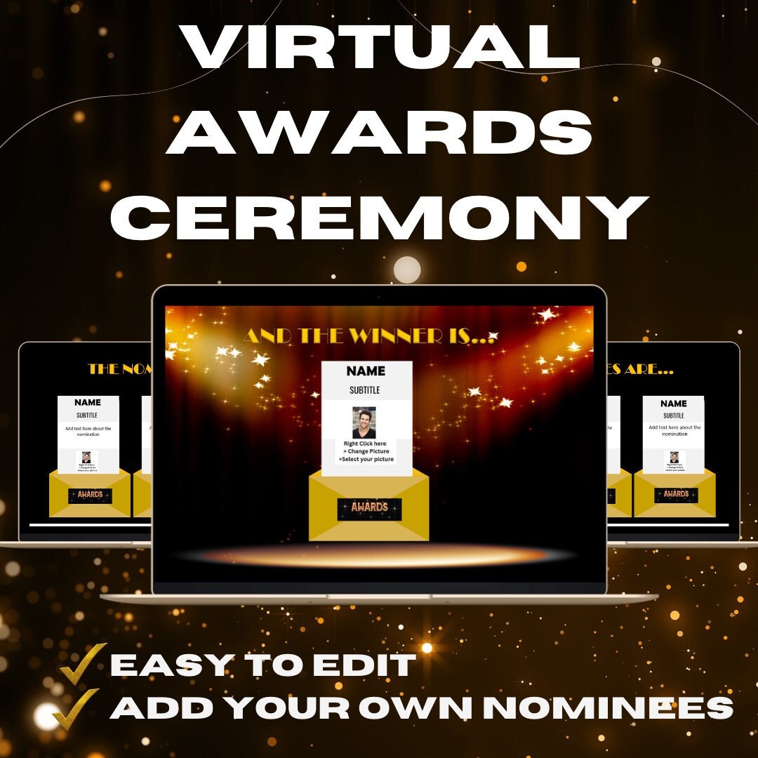 Virtual Awards Ceremony Quiz - Opening Envelopes Nominations - Editable ...