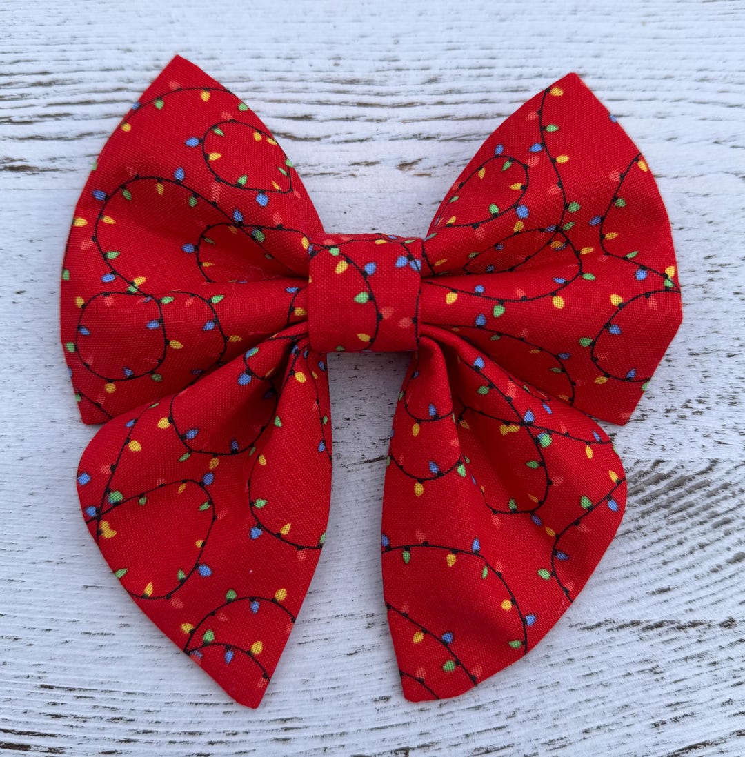 Christmas Dog Bow Tie: Red Holiday Lights Collar Accessory - Etsy