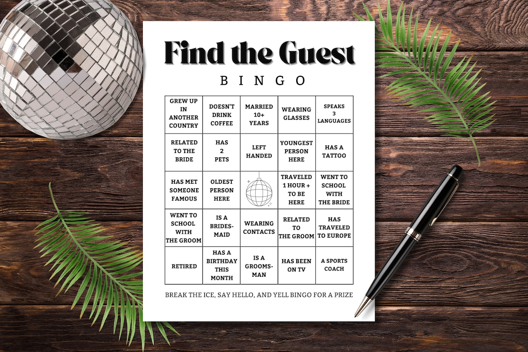 Find the Guest Bingo Game for Bridal Showers, Printable Party Ice ...