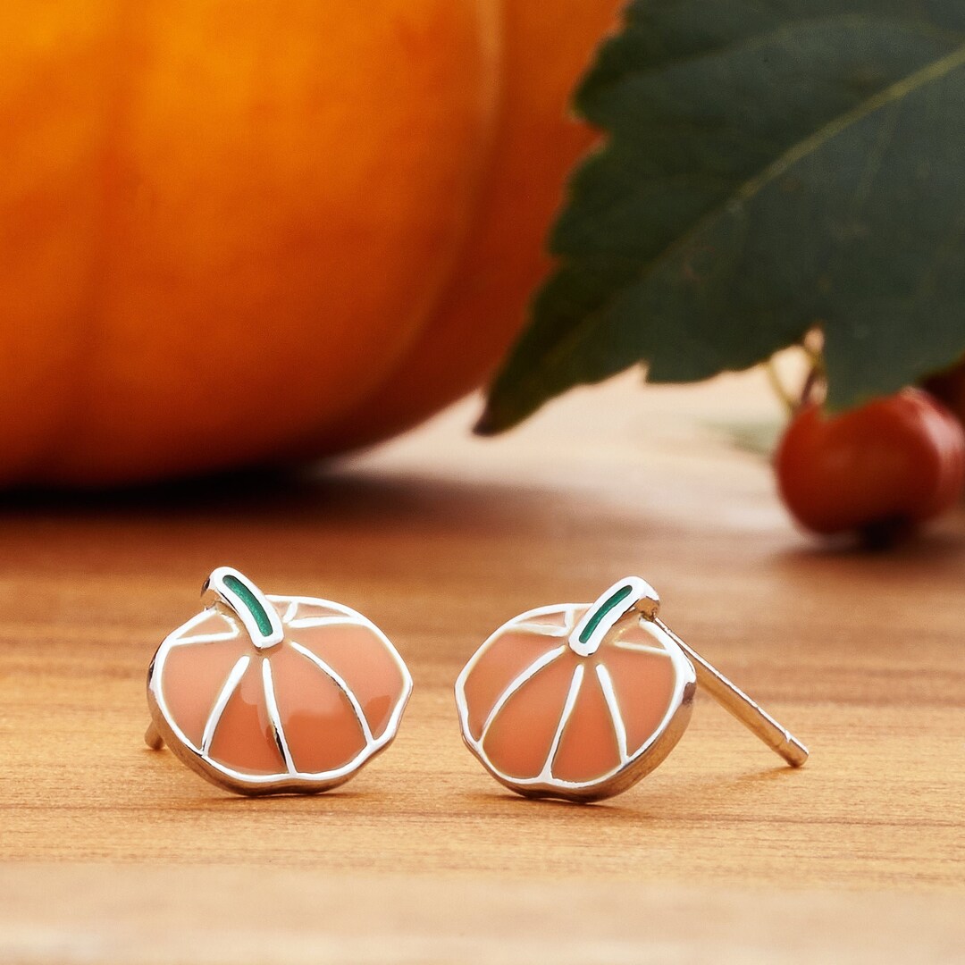 Pumpkin Stud Earrings Halloween Earrings Fall Jewelry - Etsy