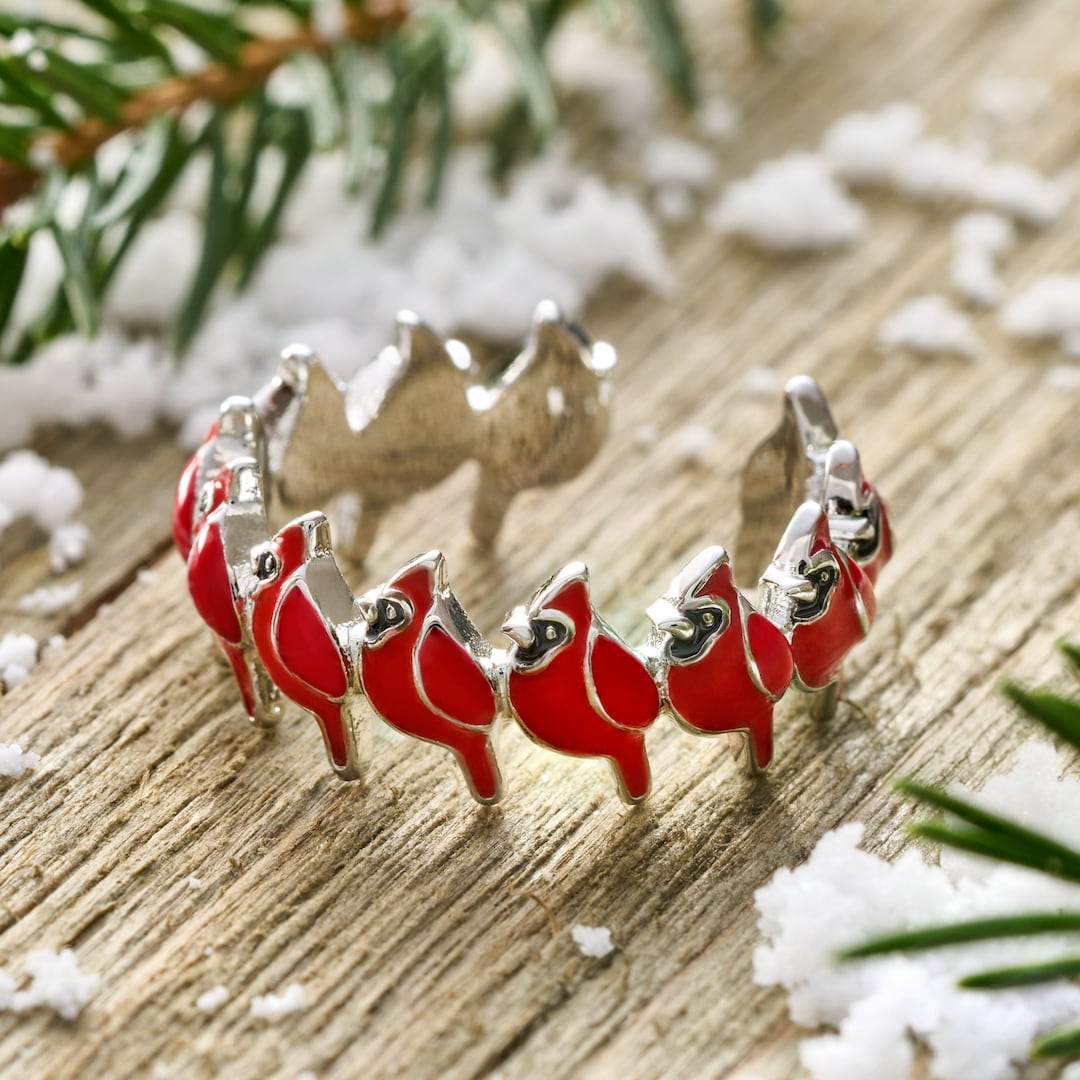 Little Cardinal Ring, Red Cardinal Jewelry, Elegant Cardinal Ring ...