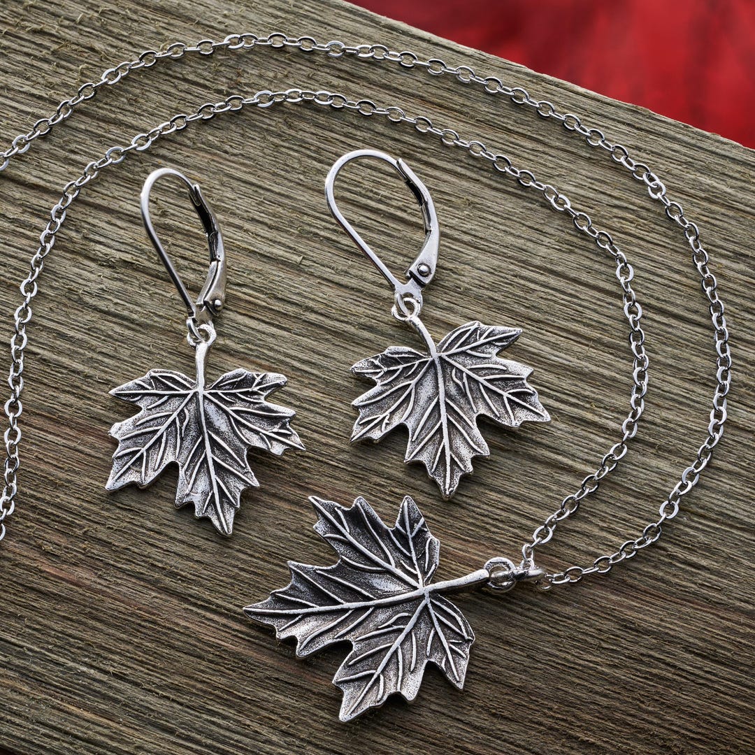 Vintage Maple Leaf Gift Set, Handmade Nature-inspired Jewelry, Matching ...