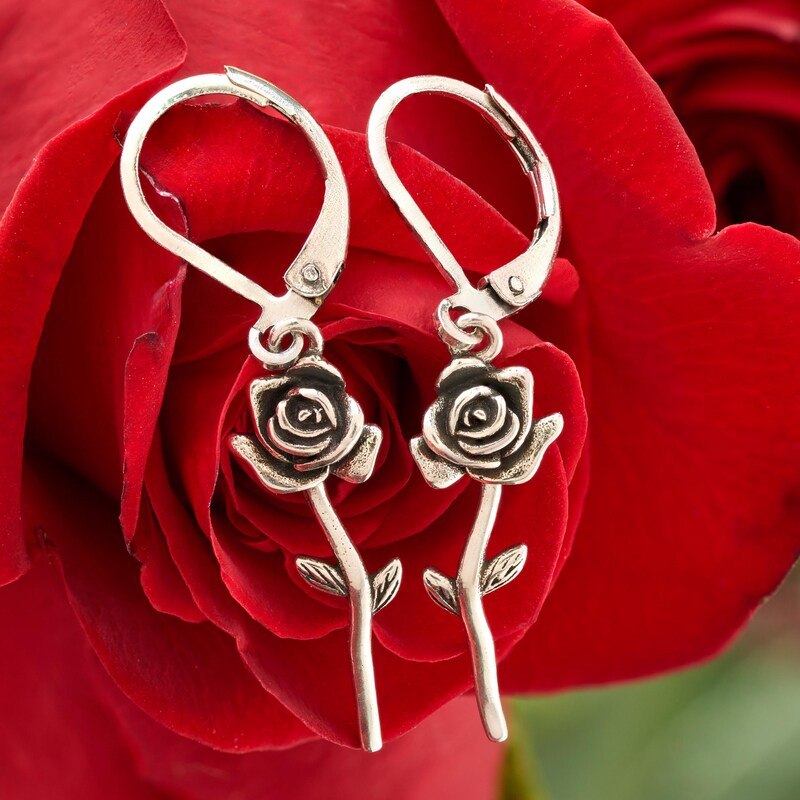 Rose Earrings - Etsy