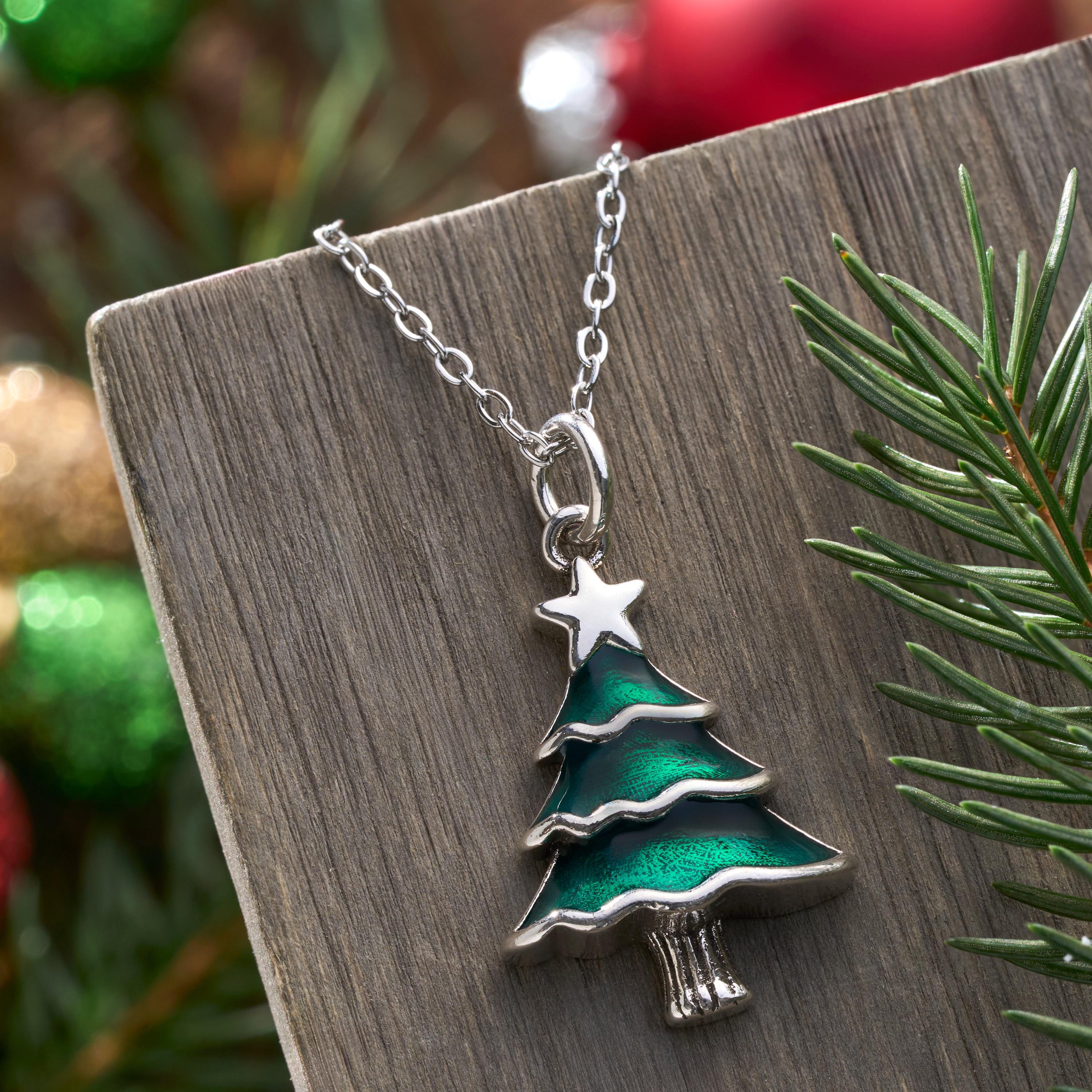 Enamel Christmas Tree Necklace, Christmas & Holiday Jewelry, Elegant ...