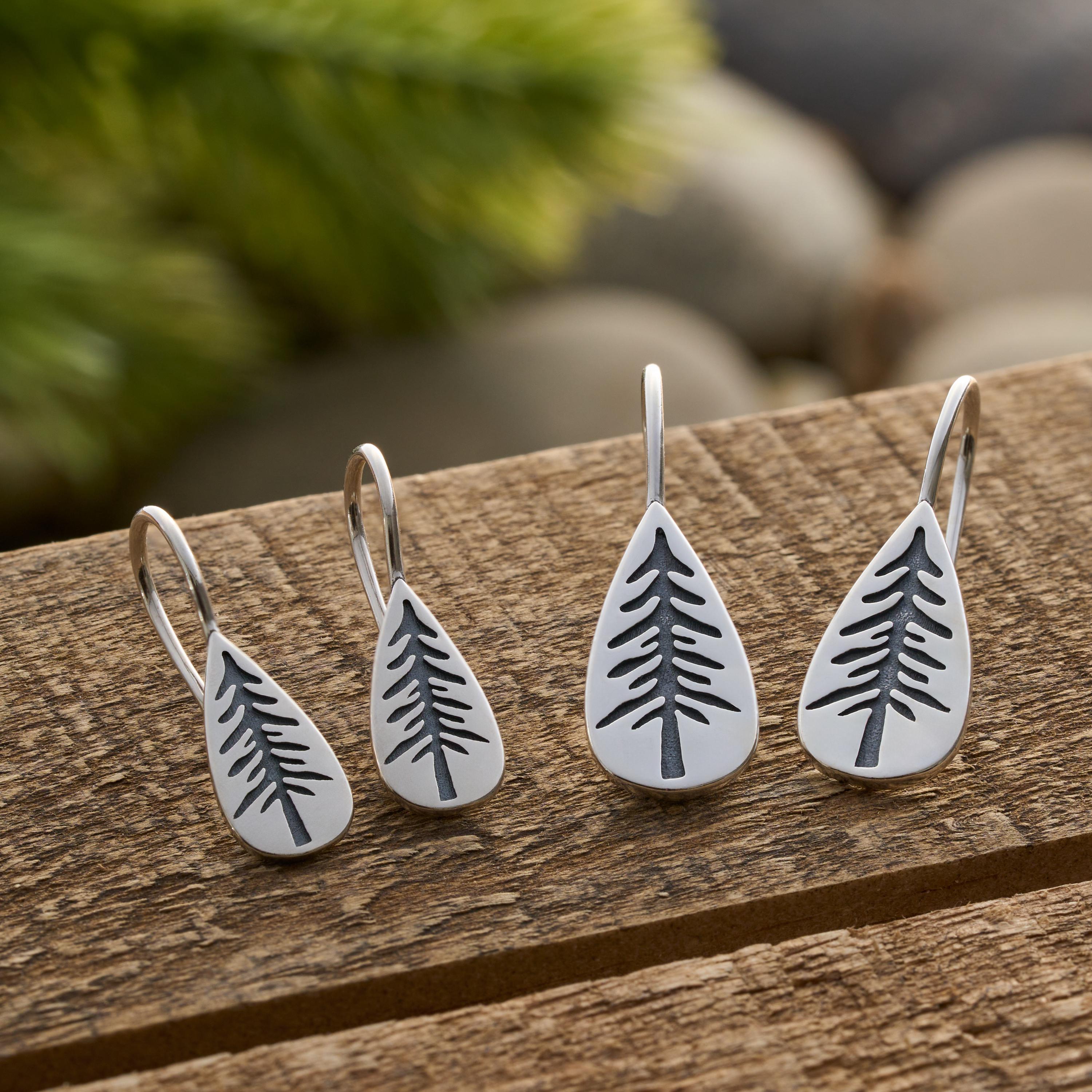 Sterling Silver Daytime Pine Tree Earrings, Handmade Tree Earrings ...