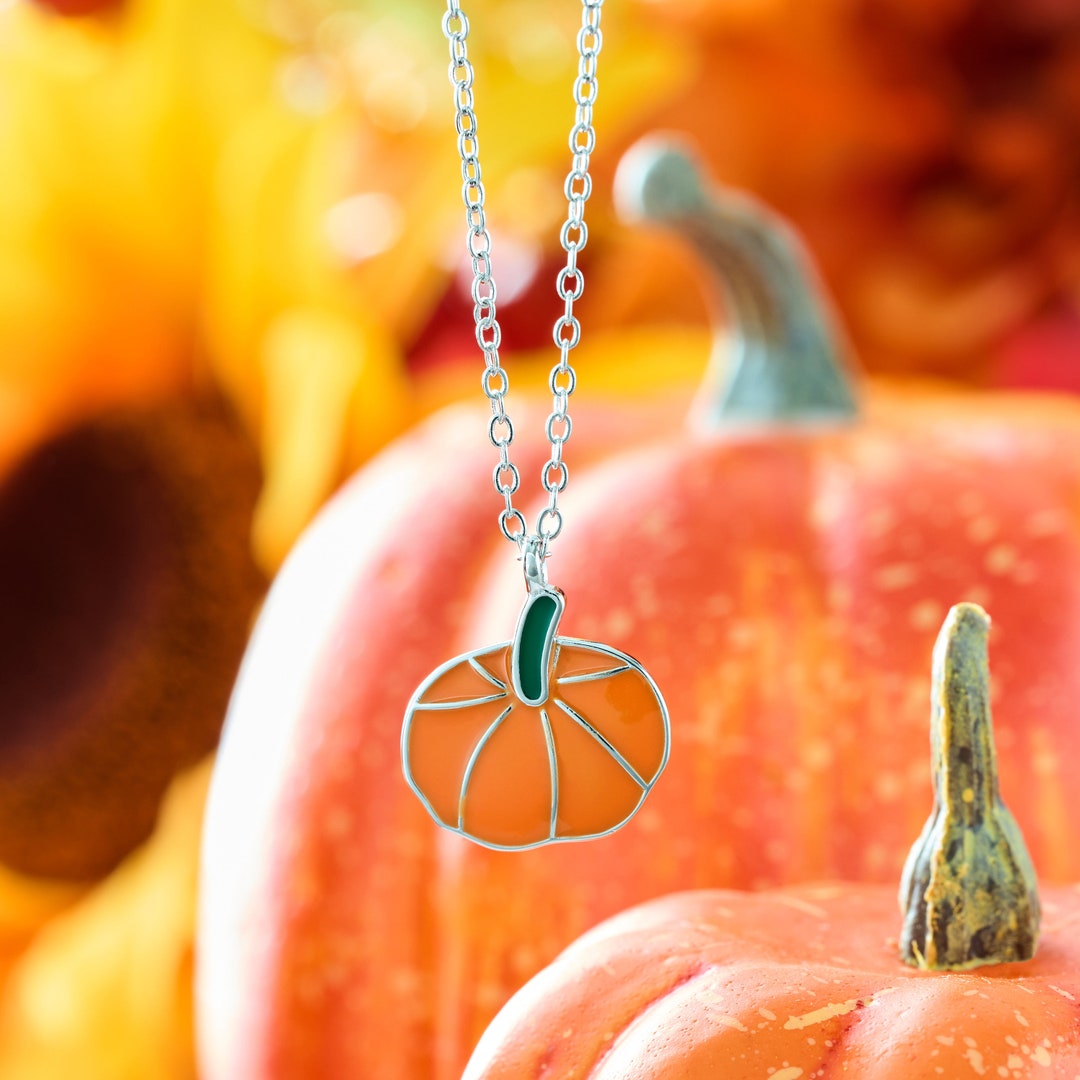 Handmade Pumpkin Pendant Necklace, Enamel Pumpkin, Minimalist Pumpkin ...