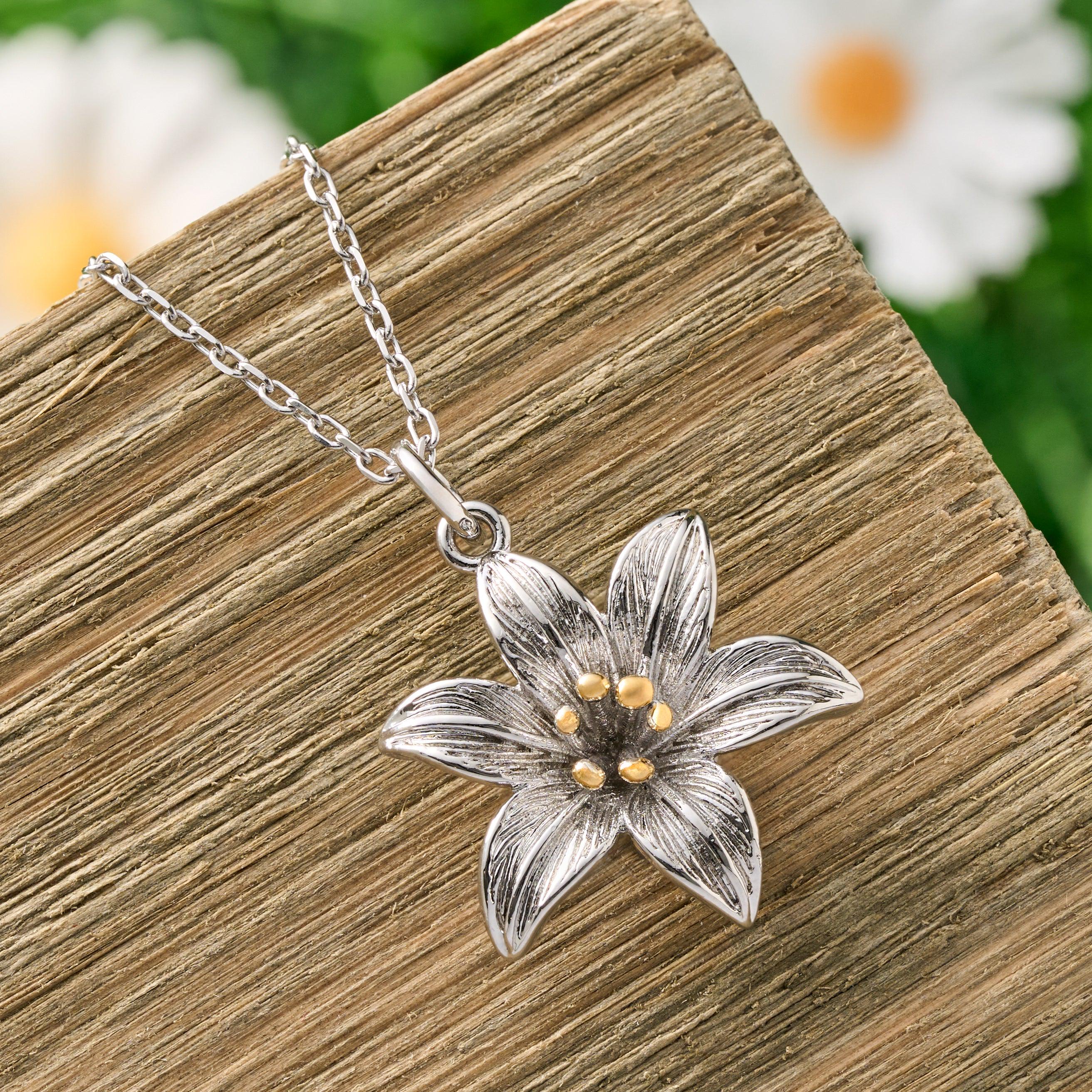 Lily Necklace, Spring Flower Jewelry, Stainless Steel Chain - Etsy