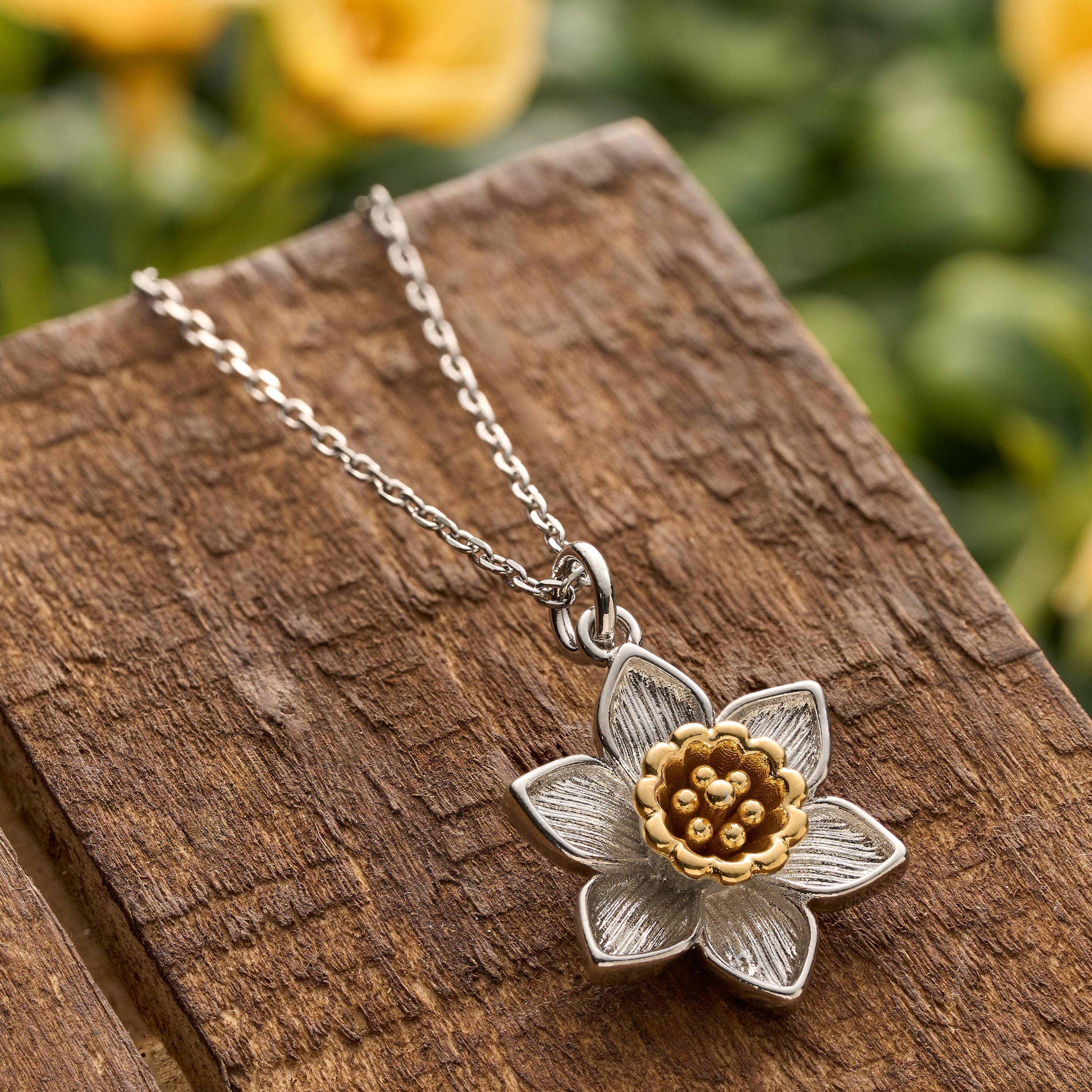 Daffodil Jewelry Gift Set, Matching Necklace & Earrings, Surgical Steel ...