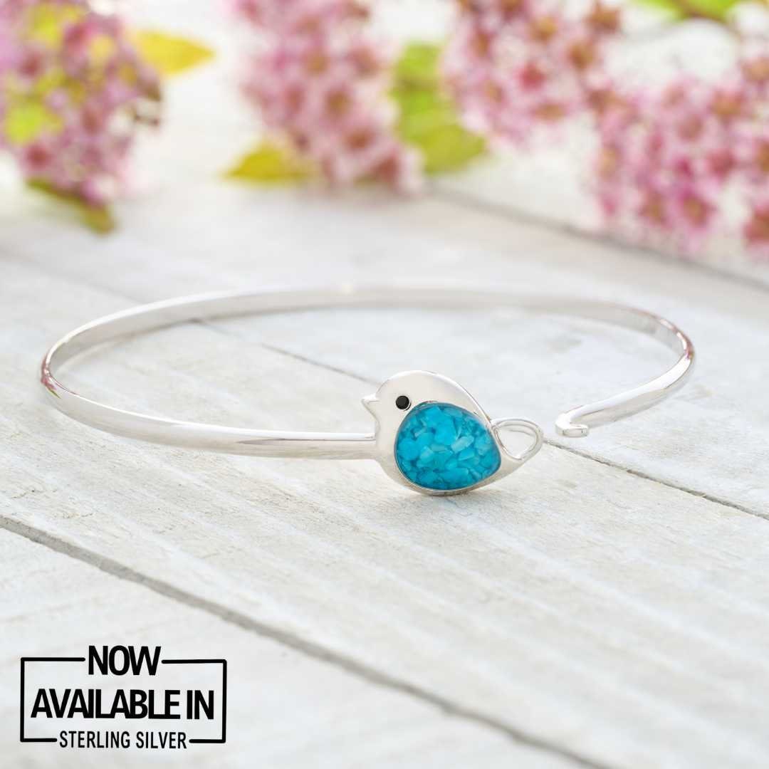 Handmade Birdie Bracelet, Crushed Turquoise Bird Pendant Bracelet ...