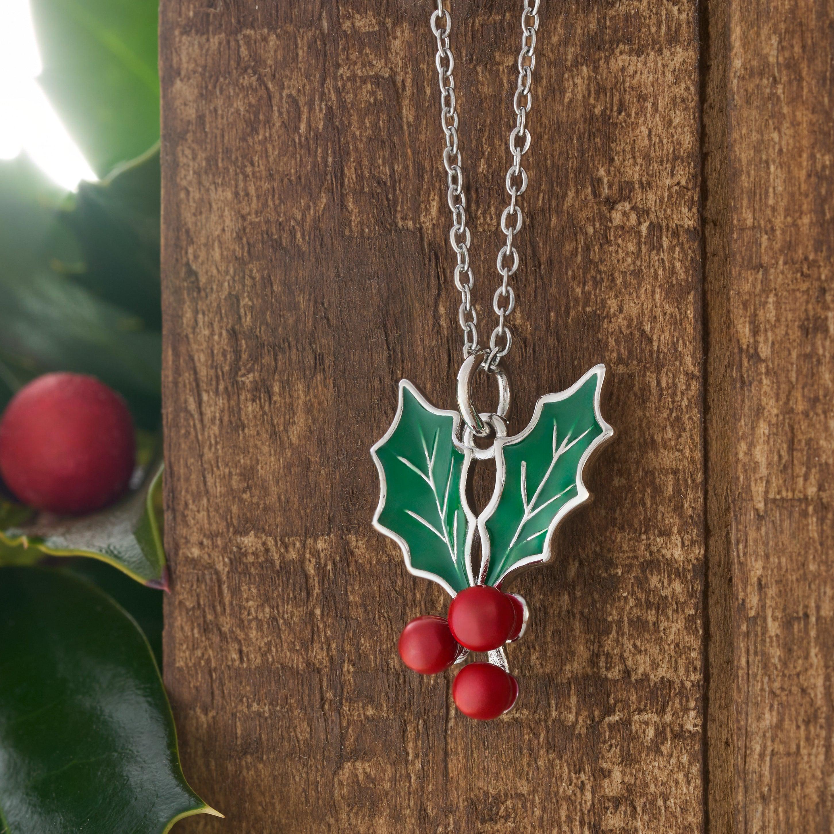 Enamel Holly Berry Jewelry Gift Set, Matching Necklace & Leverback ...