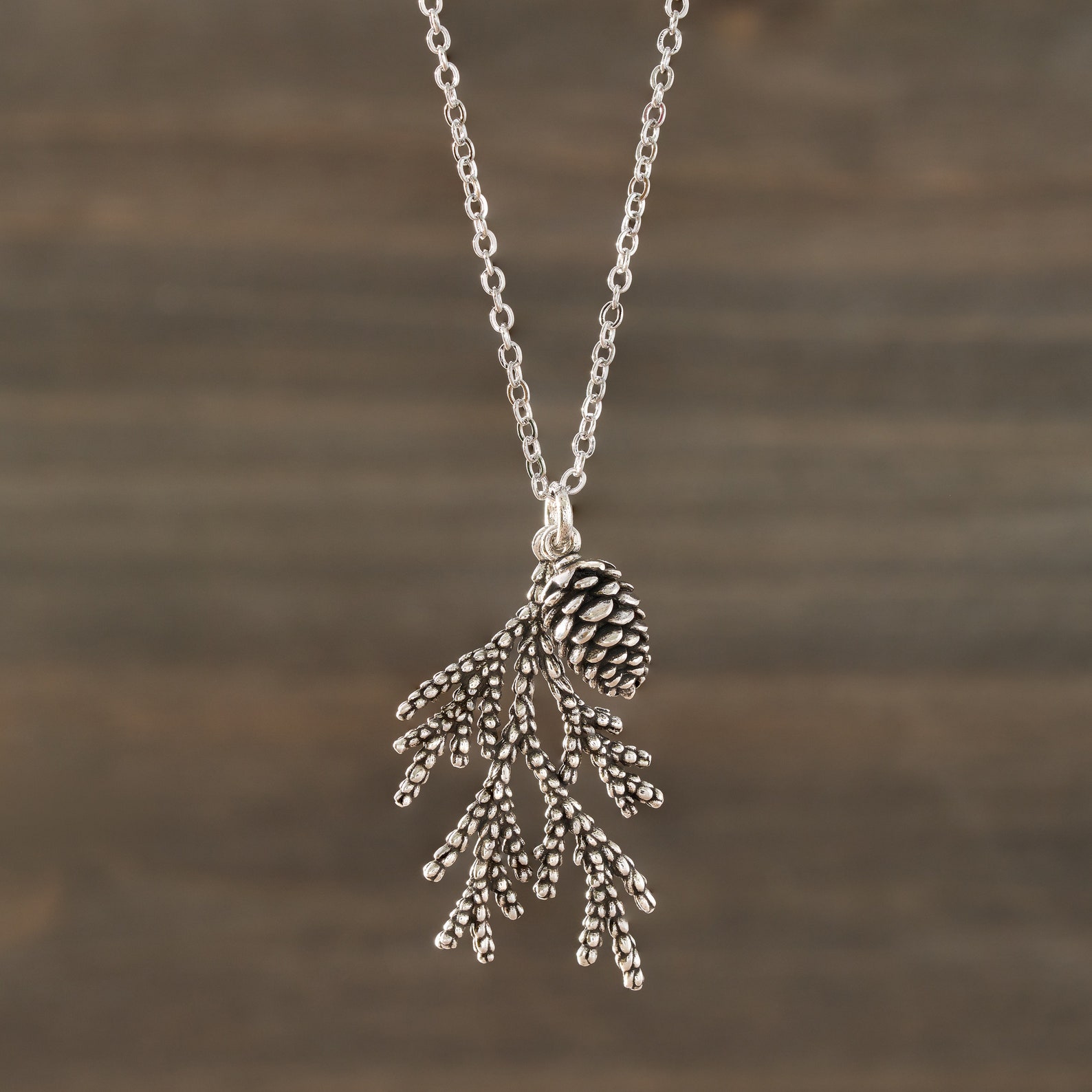 Pine Branch Necklace, Boho Branch Whimsical Tree Jewelry, Rustic Silver ...