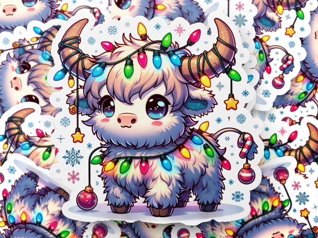 Chibi Highland Calf Sticker, Cows Sticker, Farm Animal Vinyl Decal ...