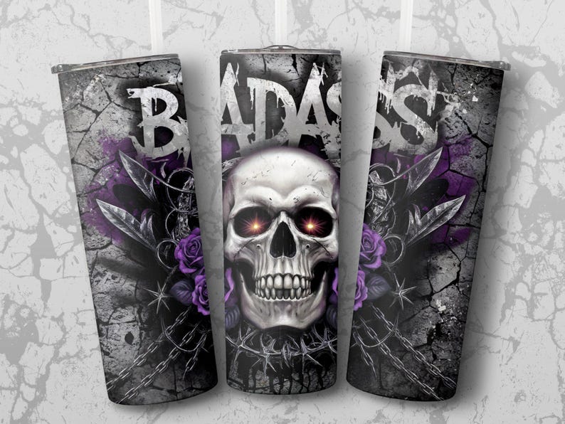 Skull Tumbler Wrap: Gothic Skeleton Design (digital Download) - Etsy