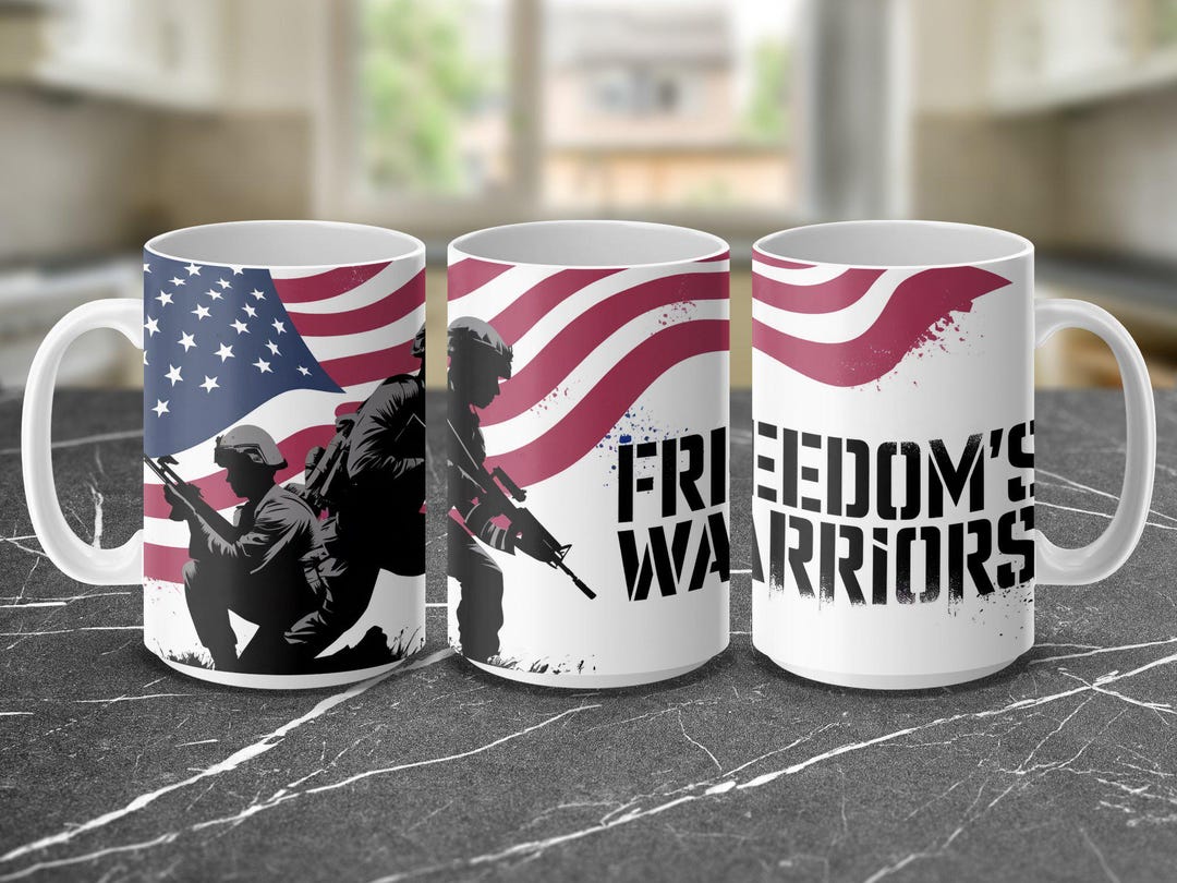 American Flag Freedom's Warriors Mug Wrap, Digital Download Coffee Mug ...