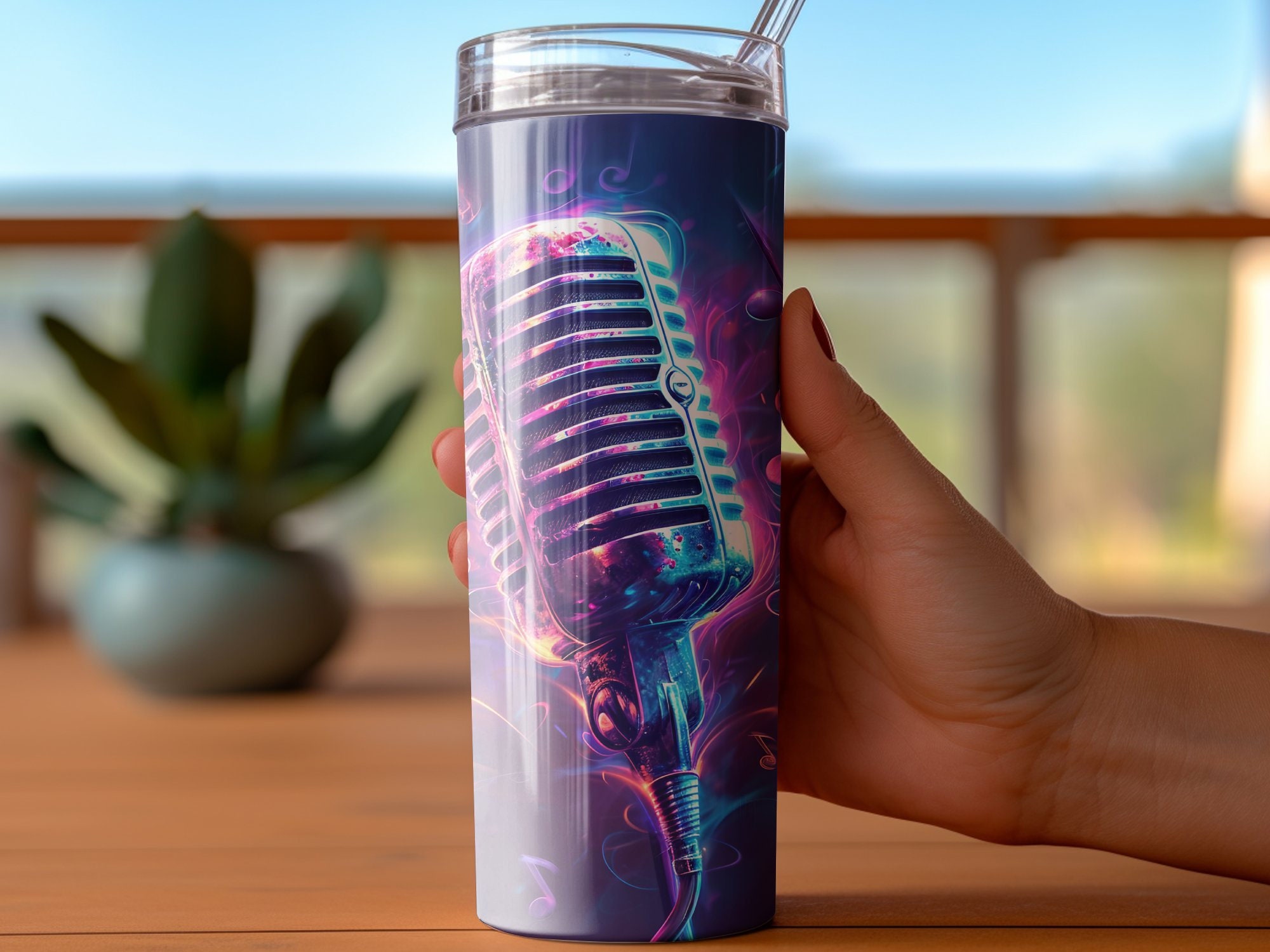 Microphone 20 Oz Skinny Tumbler Sublimation Design, Straight & Tapered ...