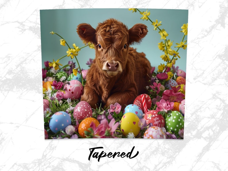 Cute Baby Cow Easter 20 Oz Tumbler Wrap, Spring Calves and Eggs Design ...