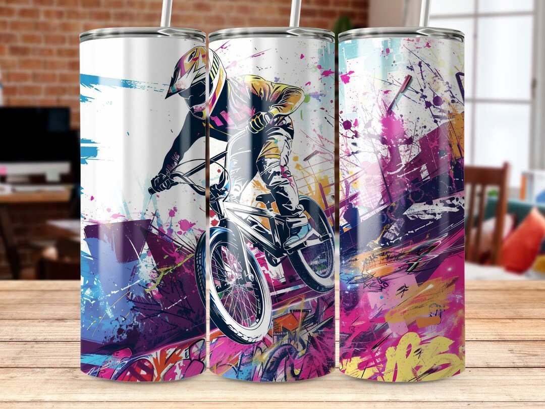 BMX Biker Tumbler Wrap: Urban Street Art Design (digital Download) - Etsy