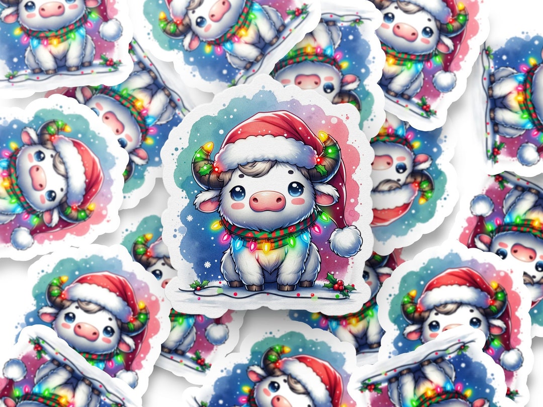 Chibi Highland Cow Sticker, Cute Cow Vinyl Decal, Farm Animal Car Decal ...