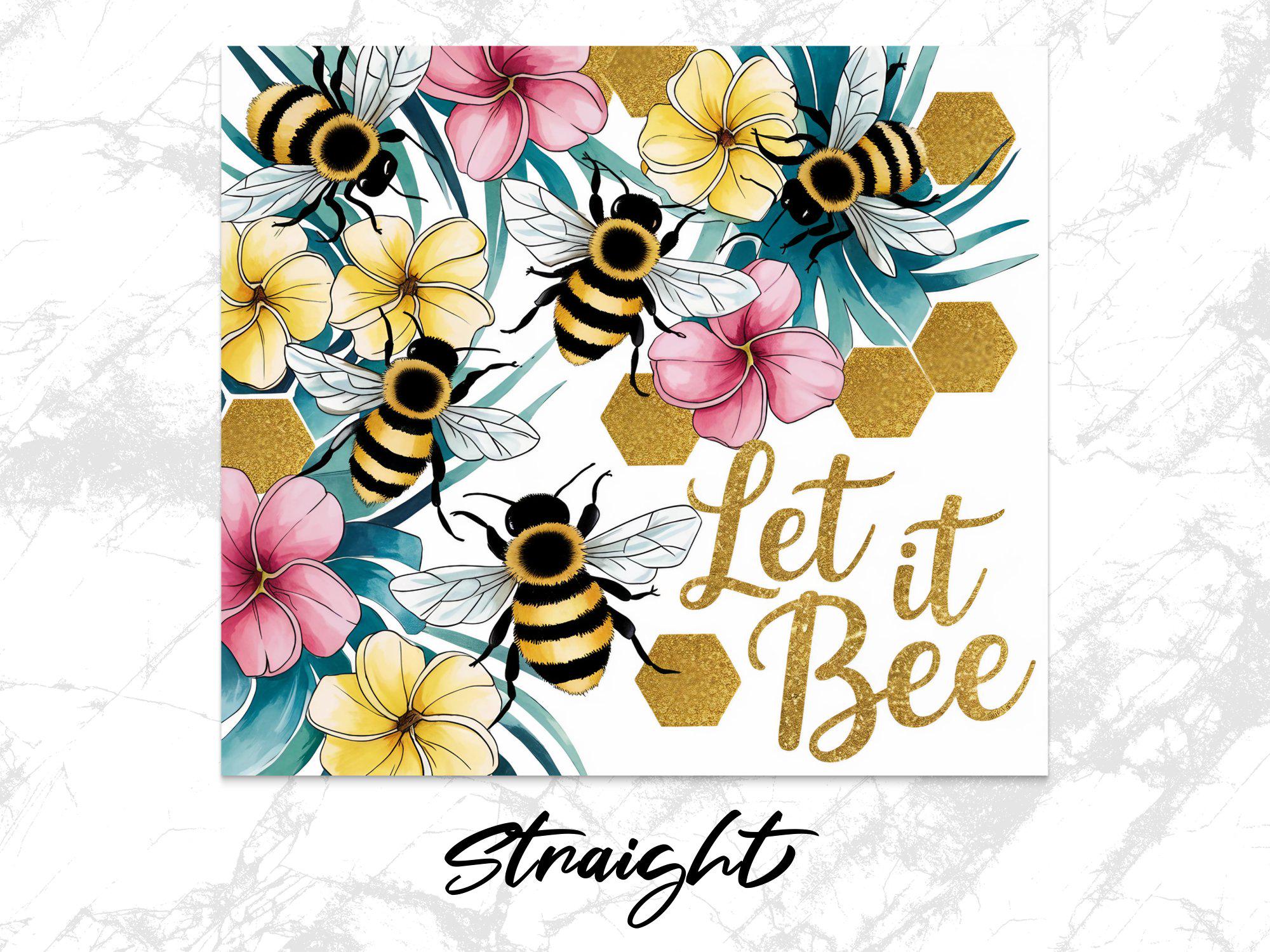 Bee Themed 20 Oz Tumbler Wrap Digital Download Straight Tapered Glitter ...
