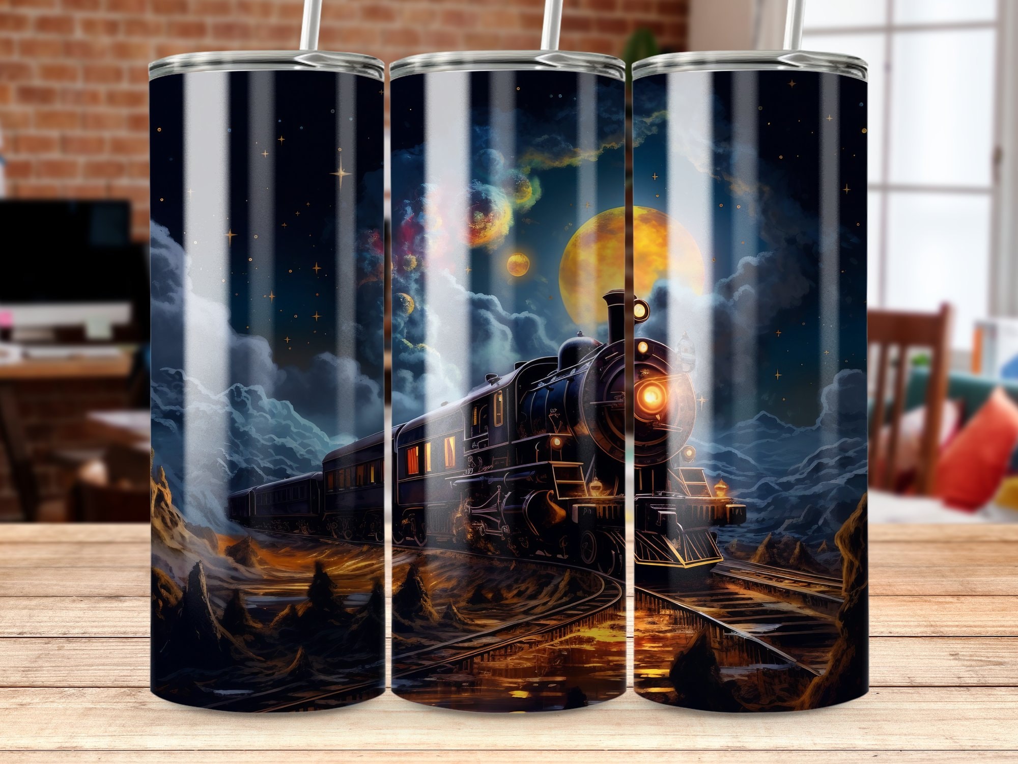 Steam Engine Train 20 Oz Skinny Tumbler Sublimation Design, Straight ...