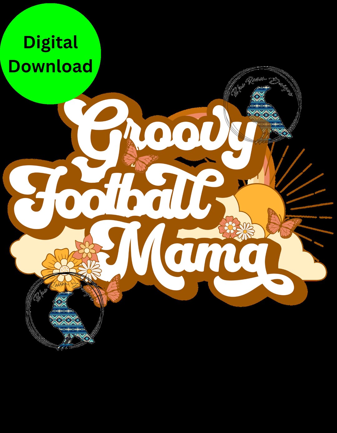 Retro 'groovy Football Mama' PNG - Digital Download in Fall Colors for ...