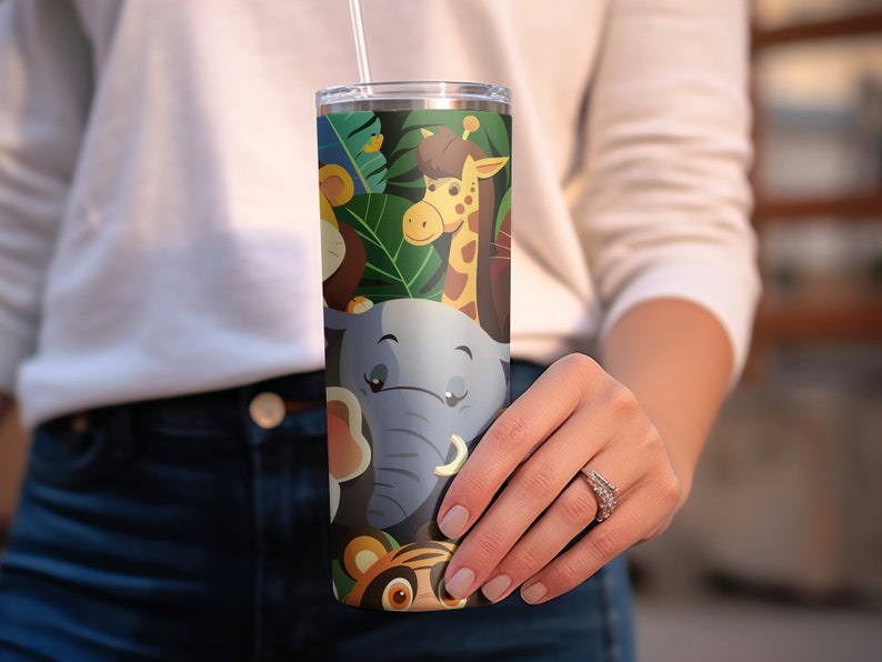 Jungle Animal Tumbler Wrap, Safari Tumbler Wrap, Cute Animal Tumbler ...