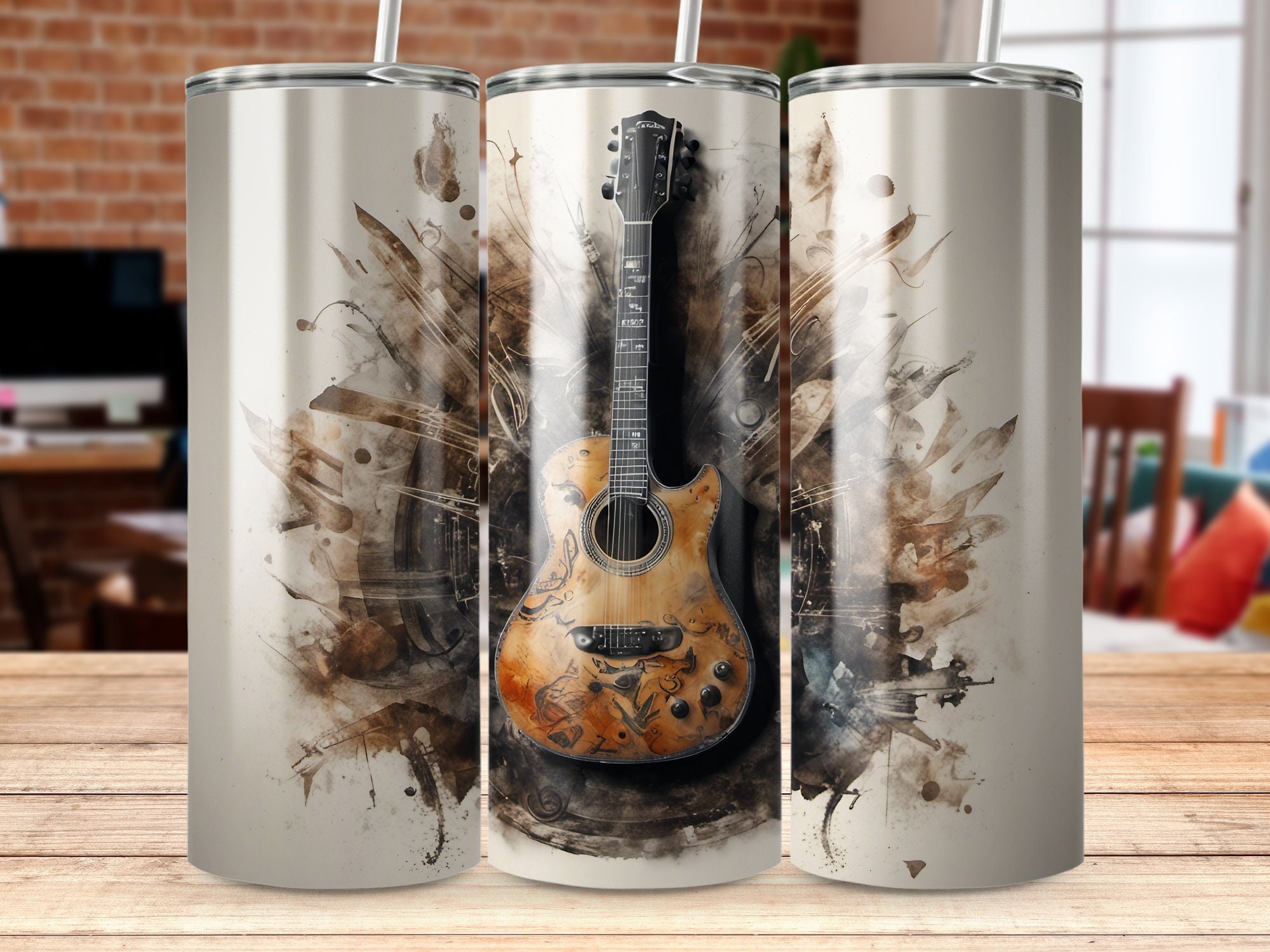 Guitar 20 Oz Tumbler Sublimation Design: Straight & Tapered Wrap ...