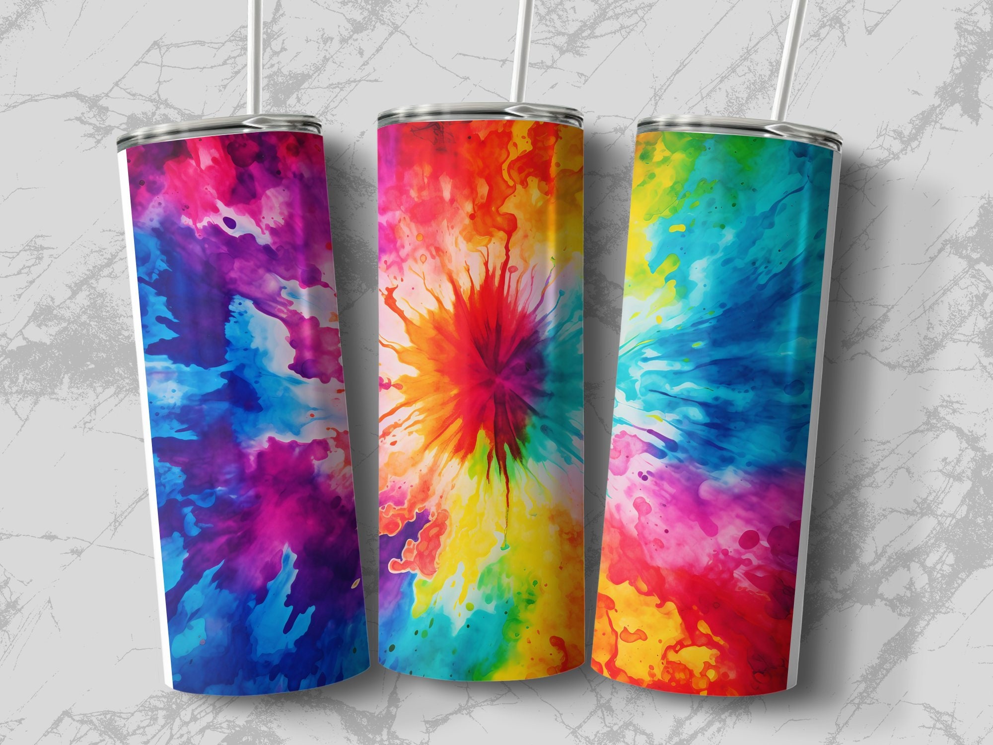 Tye Dye 20 Oz Skinny Tumbler Sublimation Design Straight And Tapered