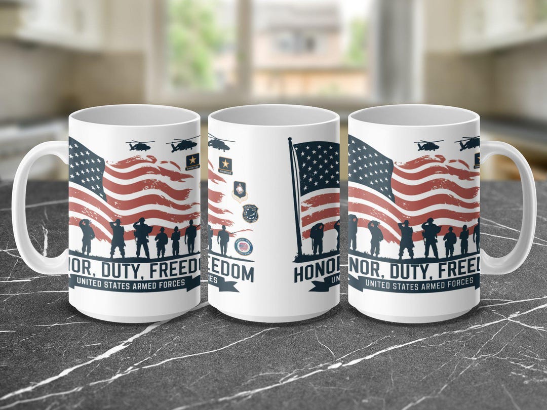 United States Armed Forces Mug Wrap 15 Oz 11 Oz, Honor Duty Freedom ...