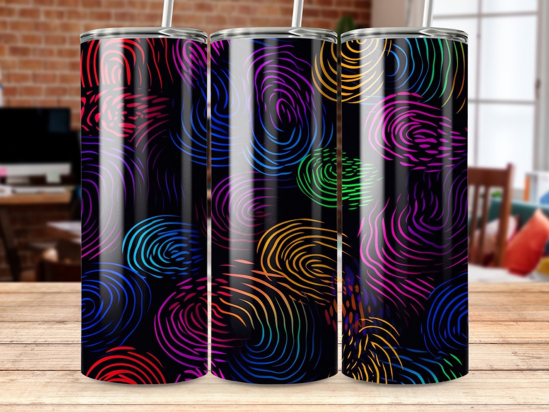 Neon Fingerprint Tumbler Wrap: 20 Oz Skinny Tumbler Sublimation Design ...