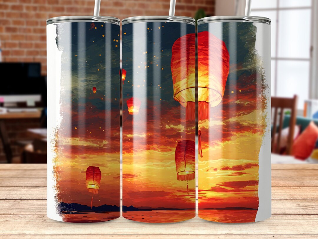 Floating Lanterns 20 Oz Skinny Tumbler Sublimation Design, Straight ...