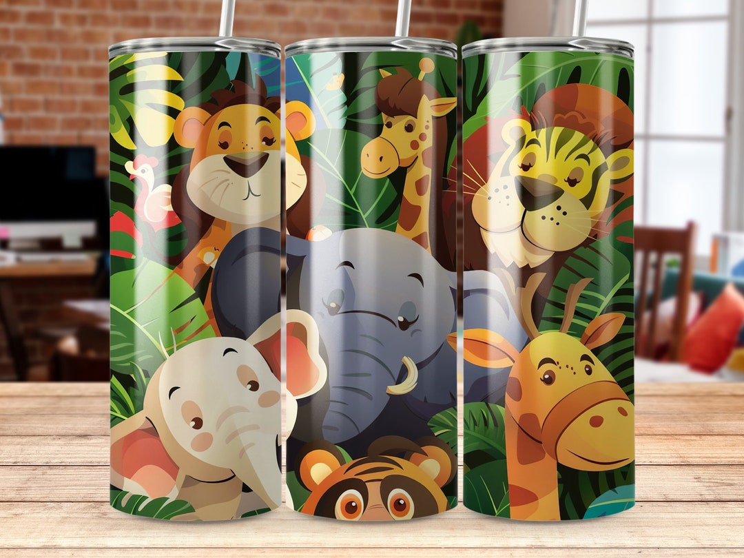 Jungle Animal Tumbler Wrap, Safari Tumbler Wrap, Cute Animal Tumbler ...