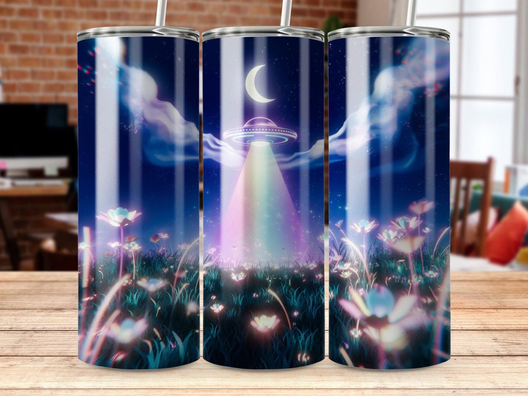 UFO Alien Night Sky 20 Oz Tumbler Wrap Digital Design Straight and ...