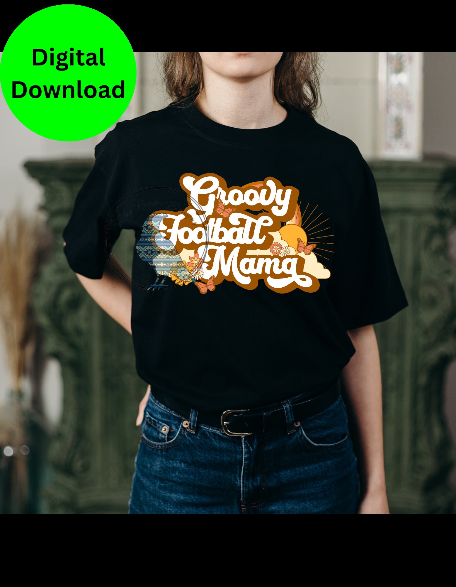 Retro 'groovy Football Mama' PNG - Digital Download in Fall Colors for ...