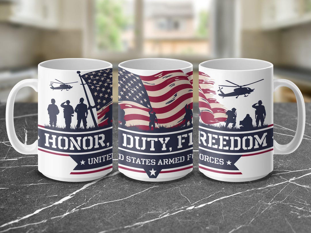 Honor Duty Freedom Mug, Military Coffee Mug Set, Patriotic Coffee Mug ...
