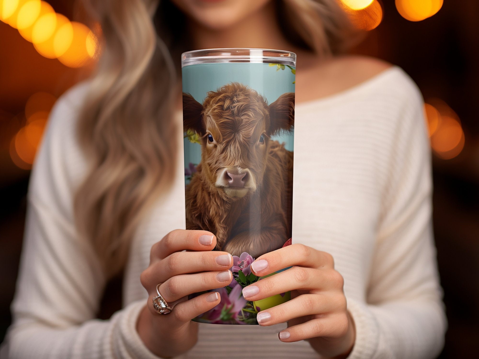 Cute Baby Cow Easter 20 Oz Tumbler Wrap, Spring Calves and Eggs Design ...