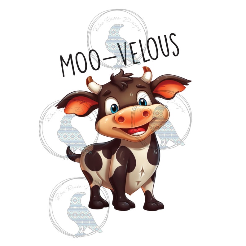 Brown & White Calf PNG 'moo-velous' Digital Art for T-shirts, Nursery ...