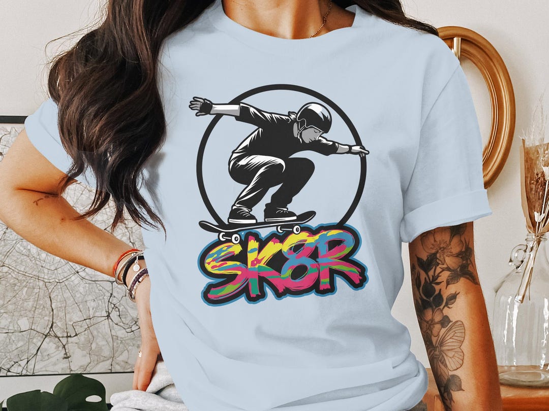 Skateboarder Graphic T-shirt, Skater Boy Tee, Cool Skateboarding Shirt ...