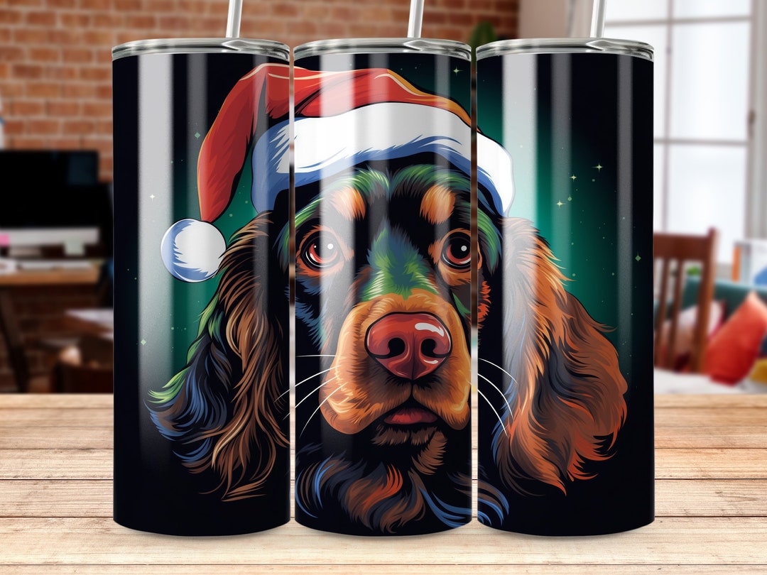 Santa Cocker Spaniel 20 Oz Skinny Tumbler Sublimation Design, Straight ...