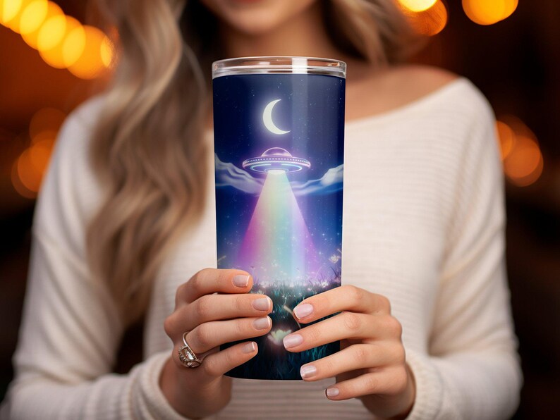 UFO Alien Night Sky 20 Oz Tumbler Wrap Digital Design Straight and ...