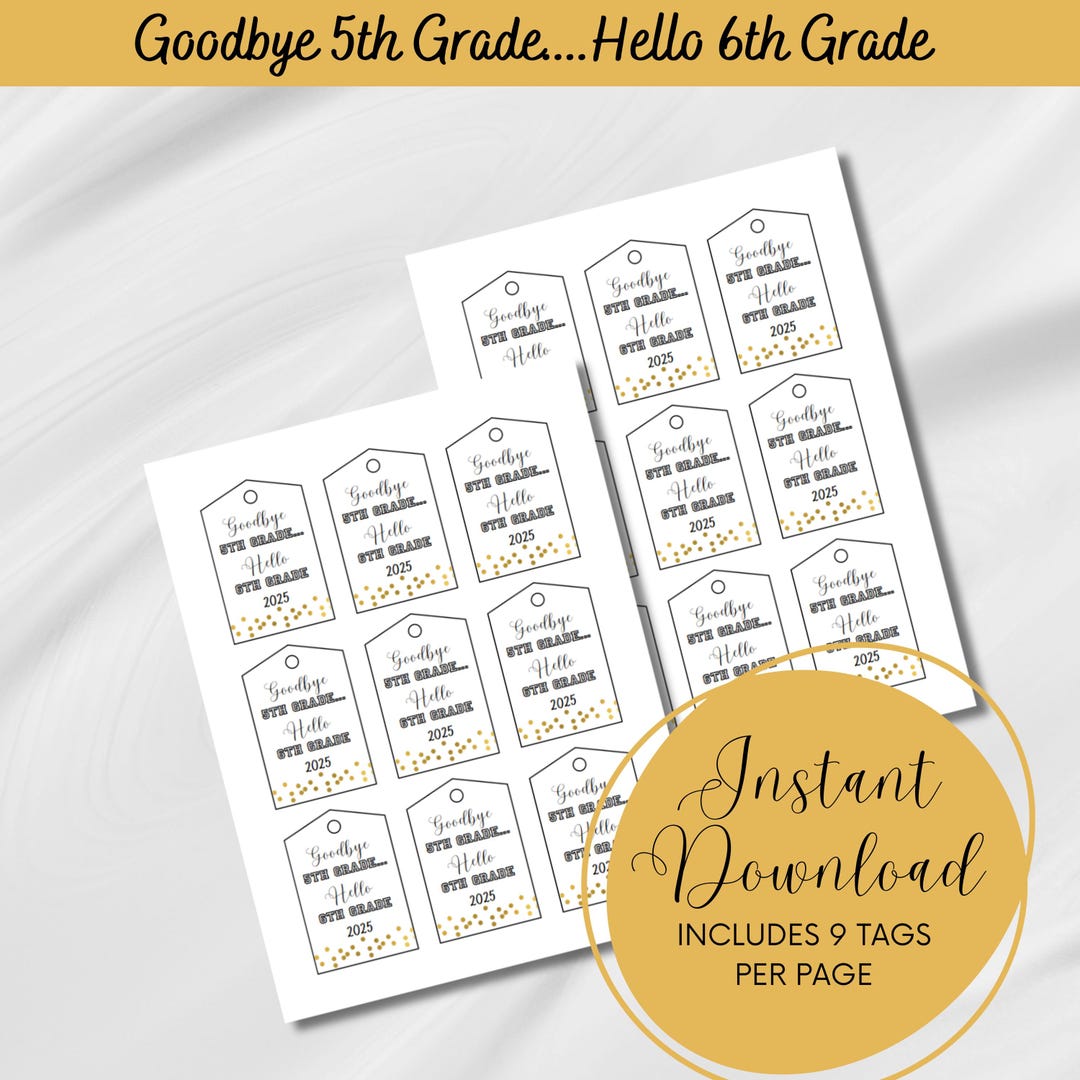 5th Grade Promotion Gift Tags 2025~printable - Etsy